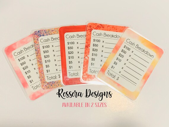 Cash Breakdown Laminated Cards Cash Withdrawal Bill | Etsy