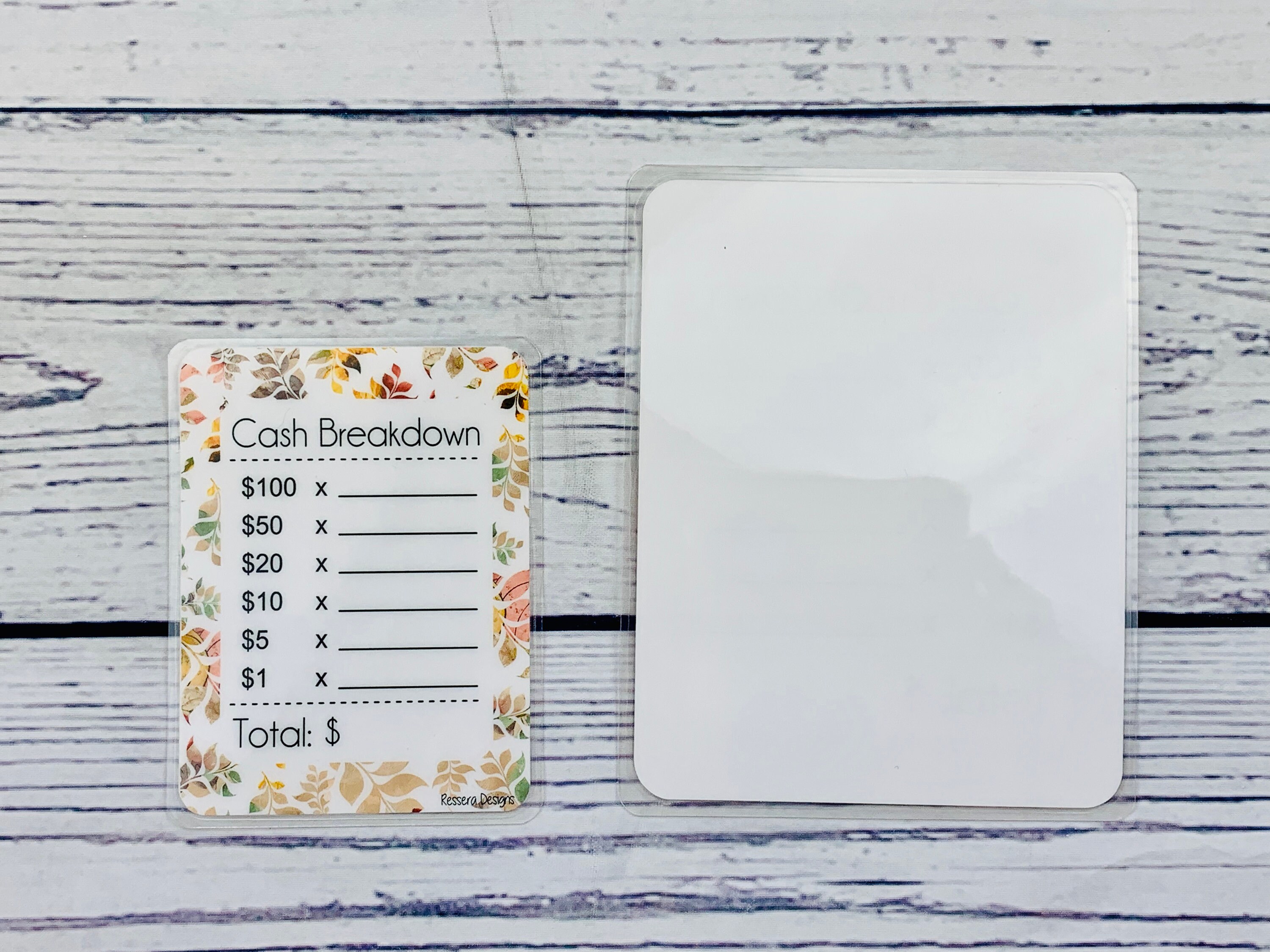 Cash Breakdown Laminated Cards Cash Withdrawal Bill | Etsy