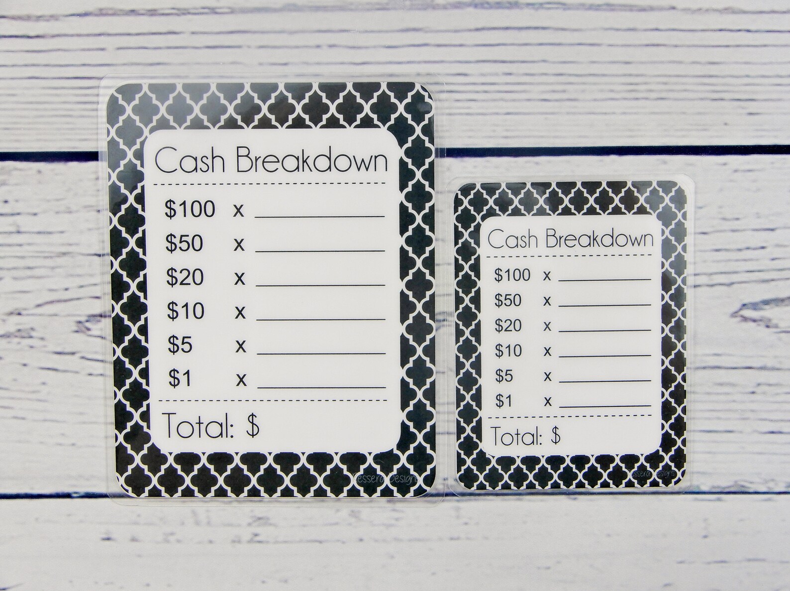 Cash Breakdown Laminated Cards Cash Withdrawal Bill - Etsy