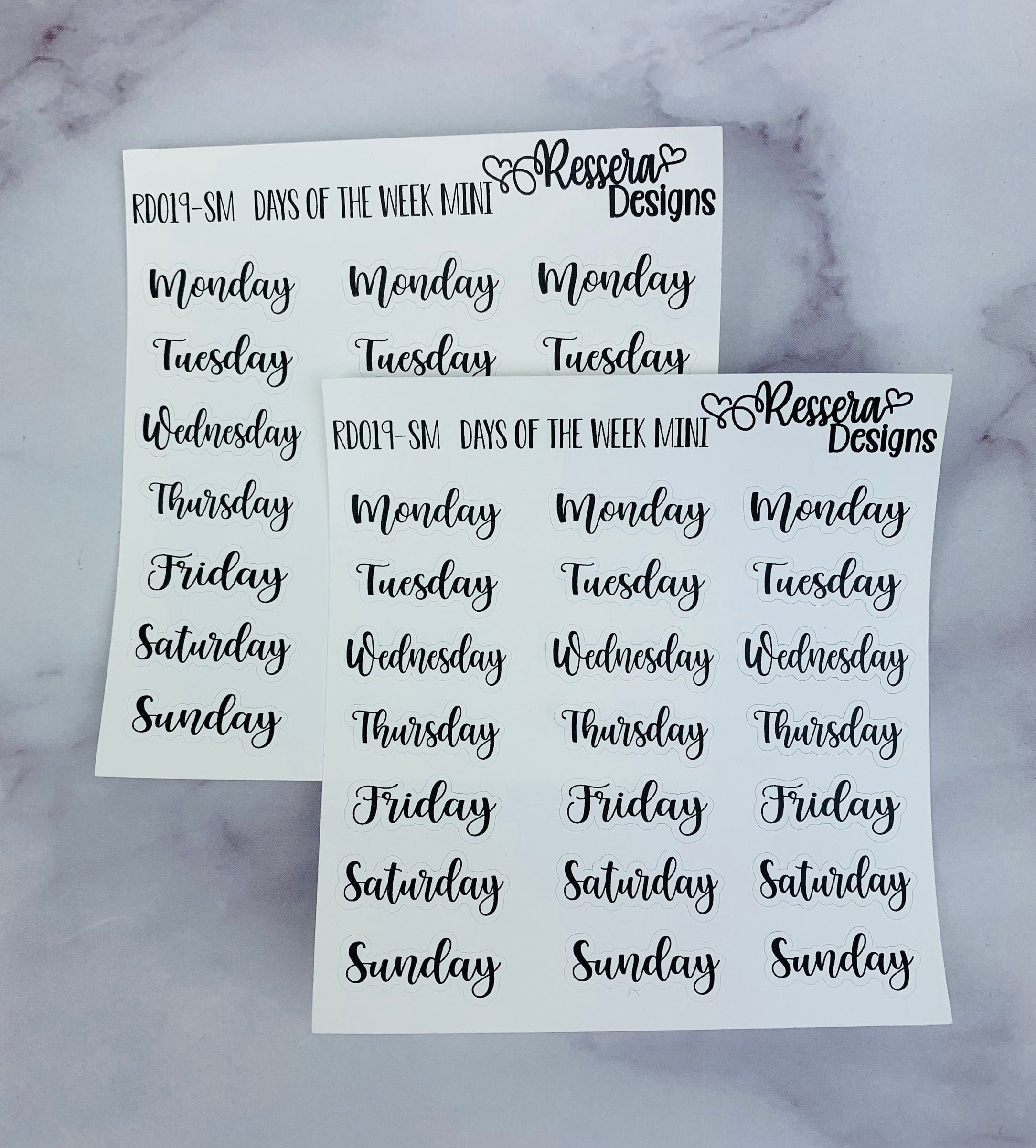 Days of the Week MINI Script Planner Stickers Erin Condren - Etsy