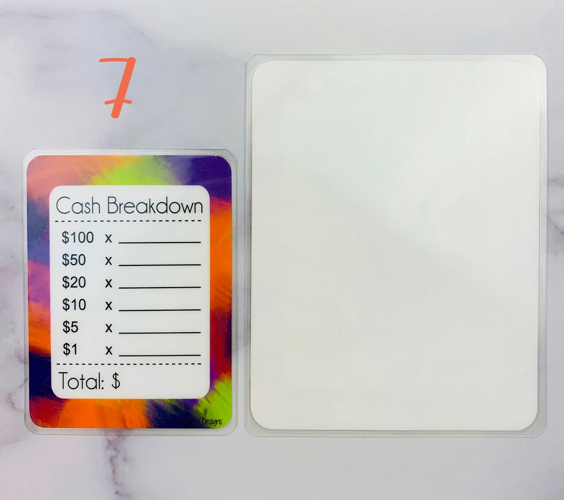 Cash Breakdown Laminated Cards Cash Withdrawal Bill | Etsy