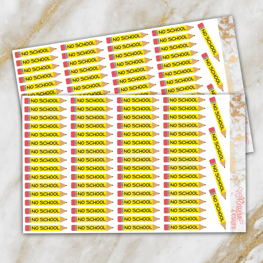School & No School, Pencil No School Script Planner Stickers, Erin ...