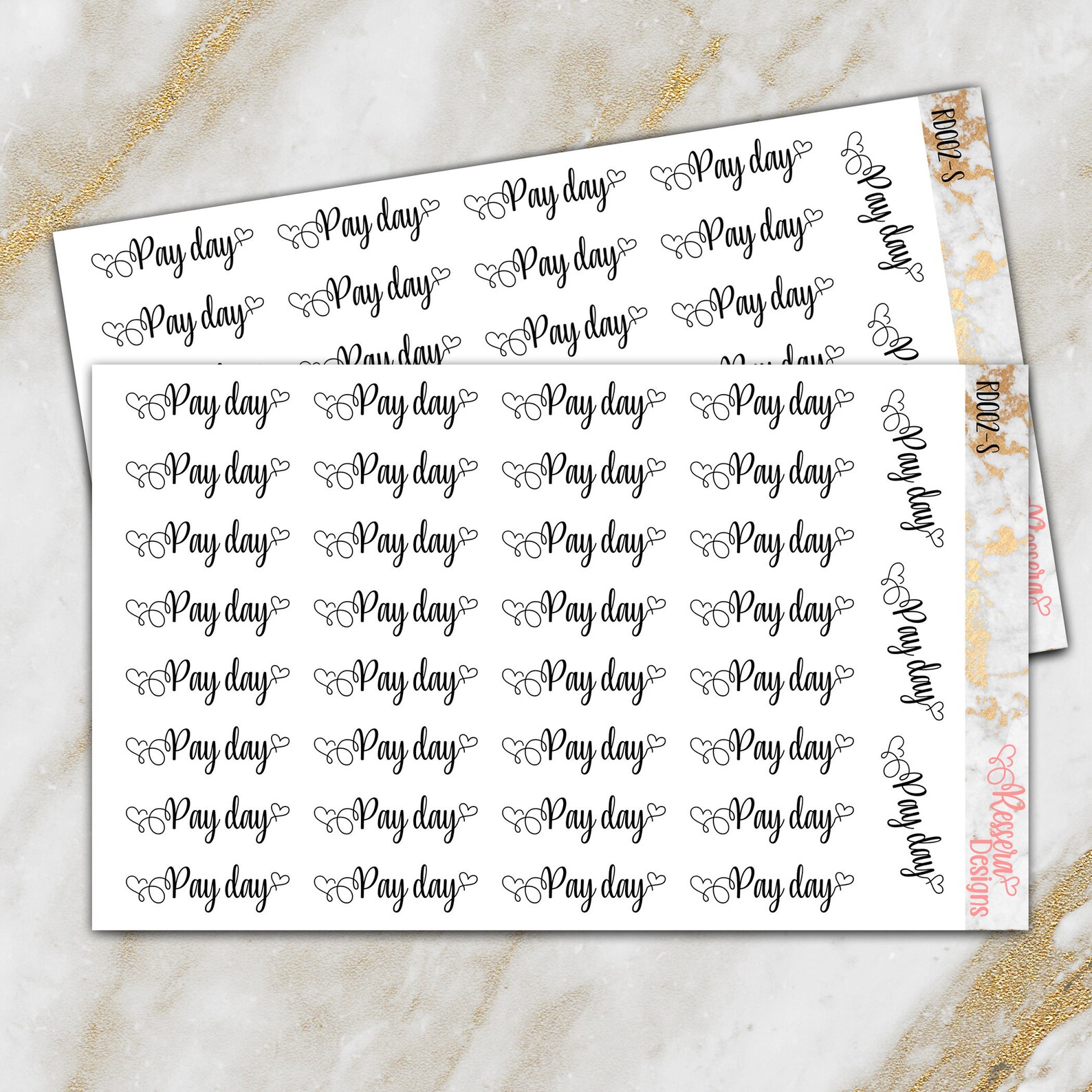 Pay Day Hearts Script Planner Stickers Erin Condren Happy - Etsy