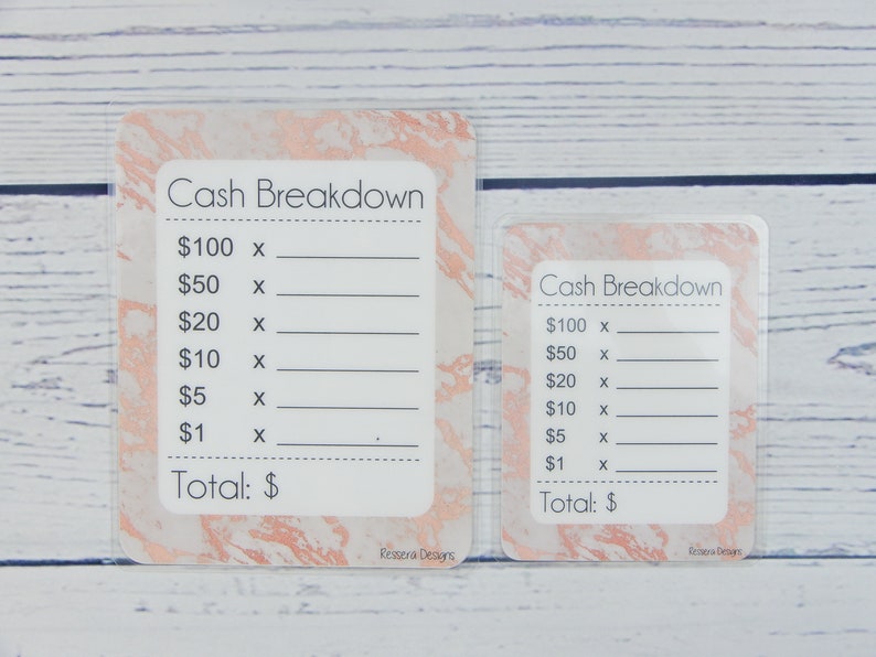 Cash Breakdown Laminated Cards Cash Withdrawal Bill | Etsy