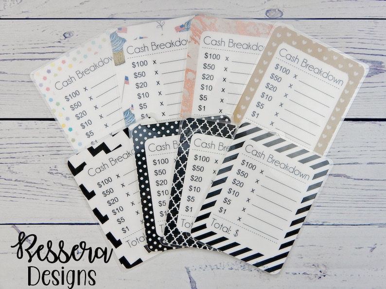 Cash Breakdown Laminated Cards Cash Withdrawal Bill | Etsy