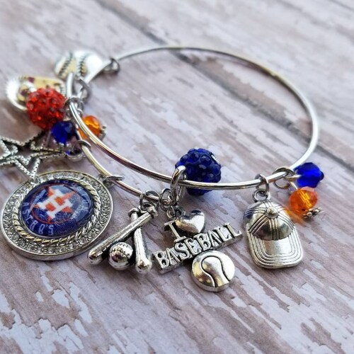 Houston Astros Bracelet Set Astros Bracelet Astros Beaded - Etsy