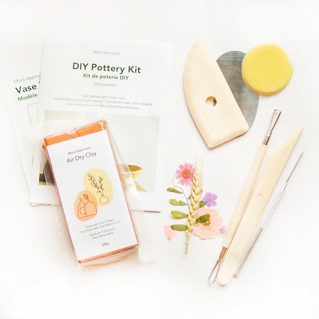 DIY Air Dry Clay Pottery Kit: Home Craft With Pressed Flowers ...