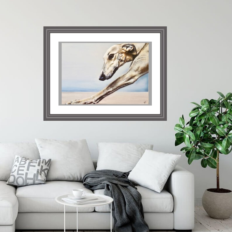 Stretching Greyhound Art Print - Etsy