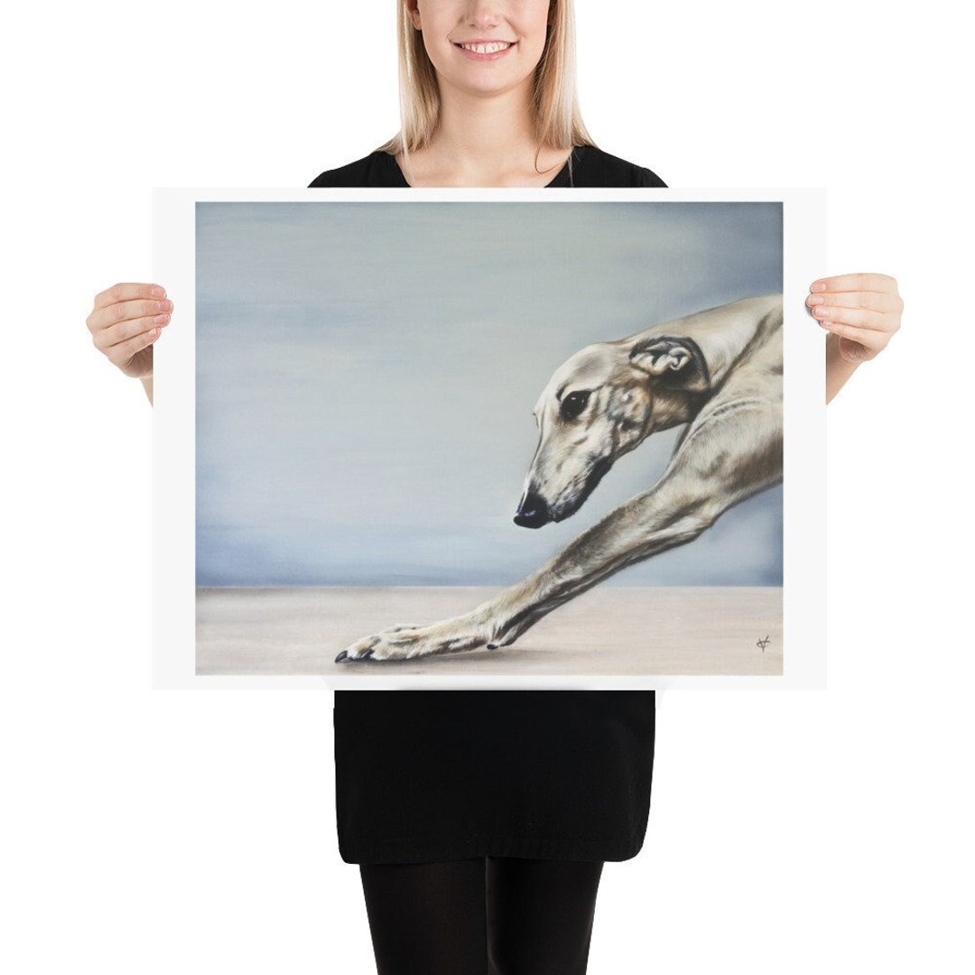 Stretching Greyhound Poster, Yoga Gift Idea, Greyhound Yoga, Greyhound ...