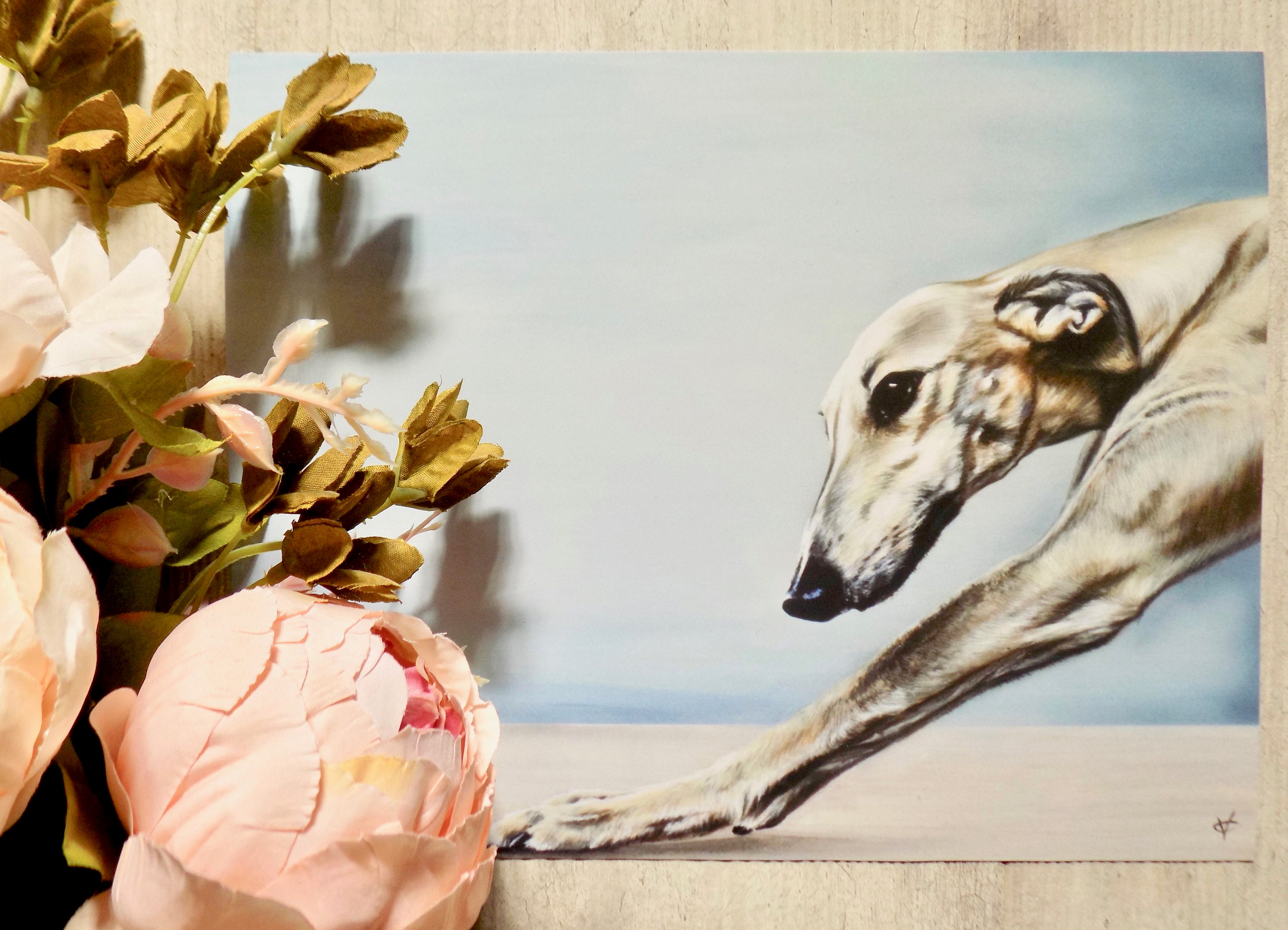 Stretching Greyhound Art Print - Etsy