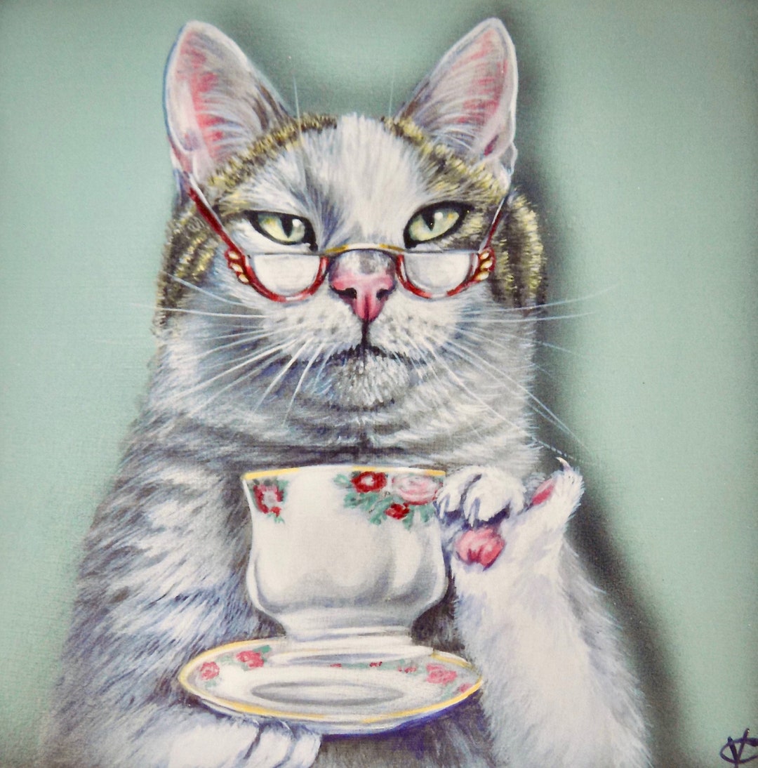 Funny Cat Art Print, Cat Lovers Gift, Funny Cat Gift for Mum, Gift for ...