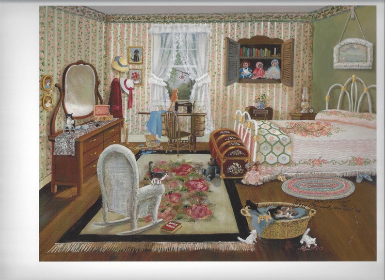 The Bedroom Framed Print - Singer Sewing Machine, Wicker Rocker, Iron ...