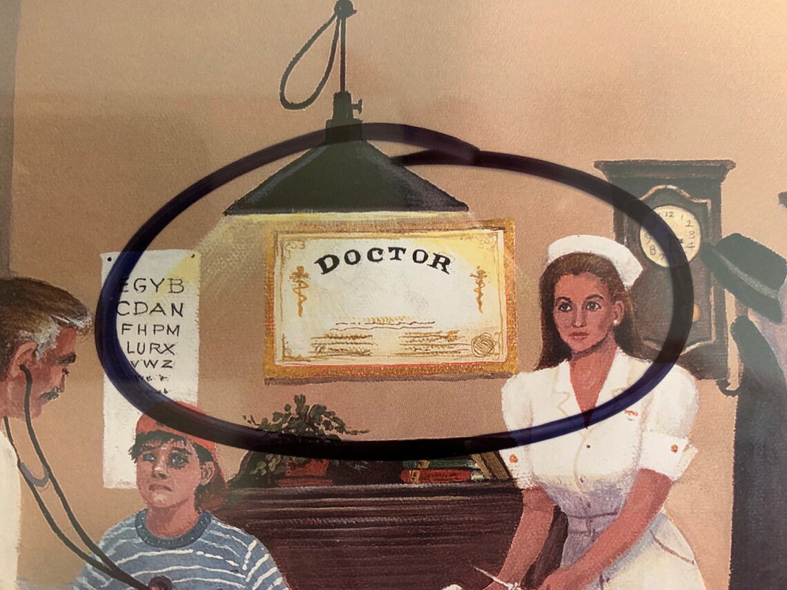 Doctor's Office Framed Print - Medicine Cabinet, Antique Wall Clock ...