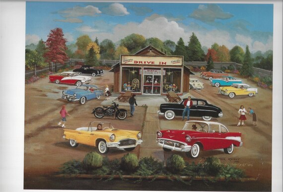 50's Drive-in Framed Print Retro Restaurant - Etsy