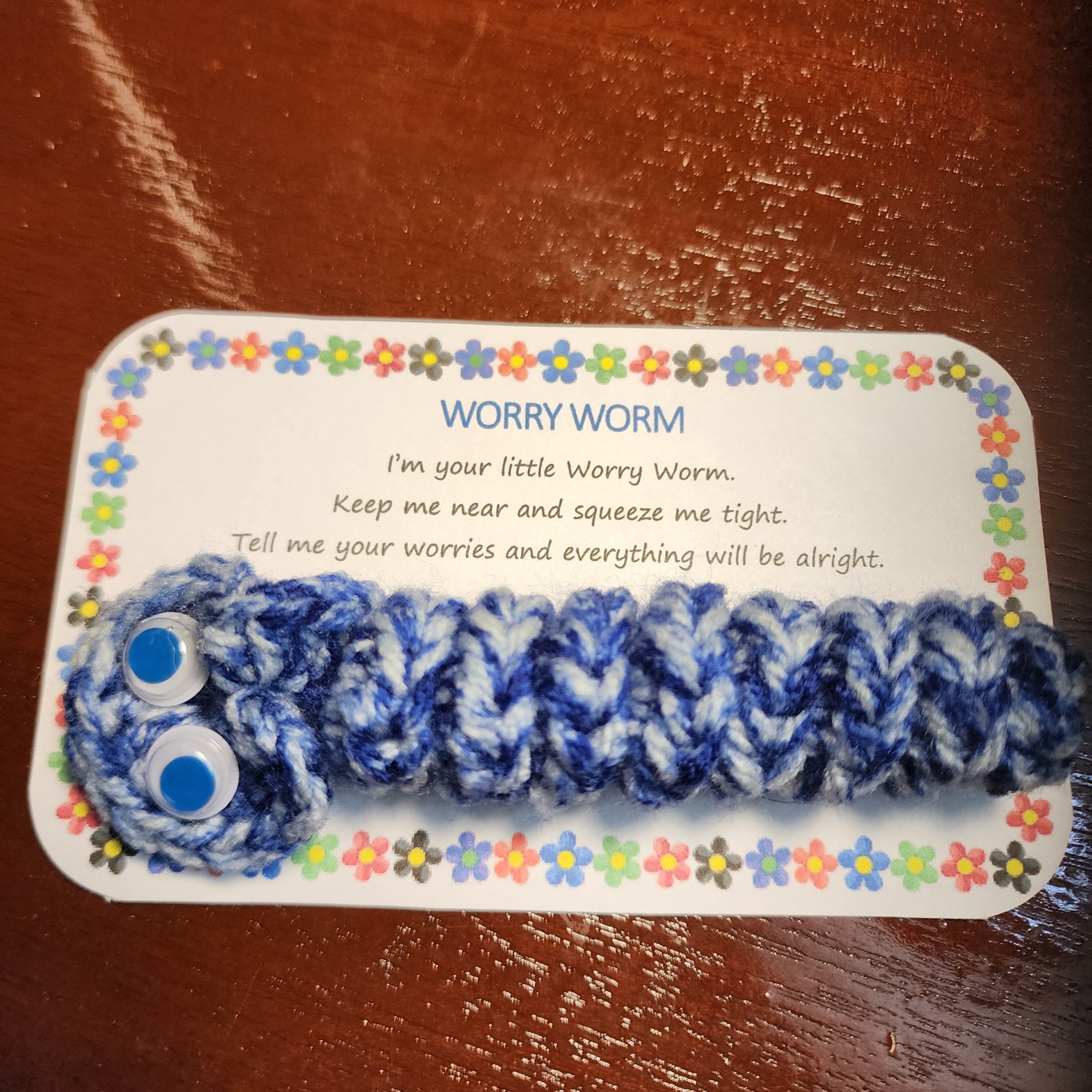 Blue Jean Indigo Worry Worm, Fidget Toy, ADHD Toy, Keyring, Anxiety Toy ...