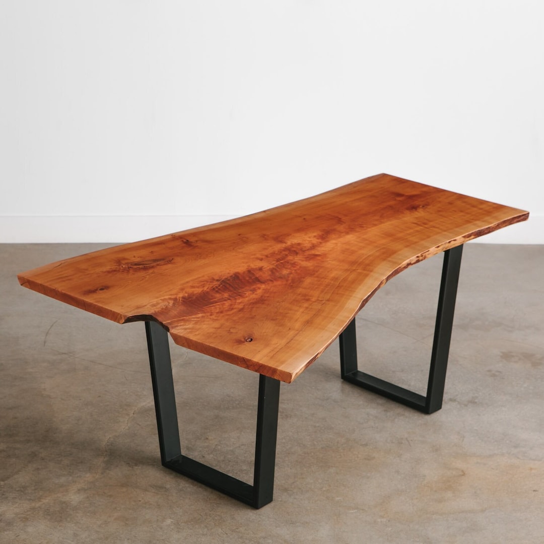 Asymmetric Cherry Desk | Single Slab Live Edge | Handmade | Solid Wood ...