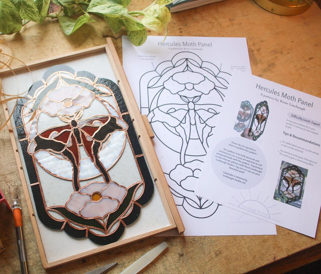 Digital Pattern Hercules Moth Panel, Stained Glass Pattern Download ...