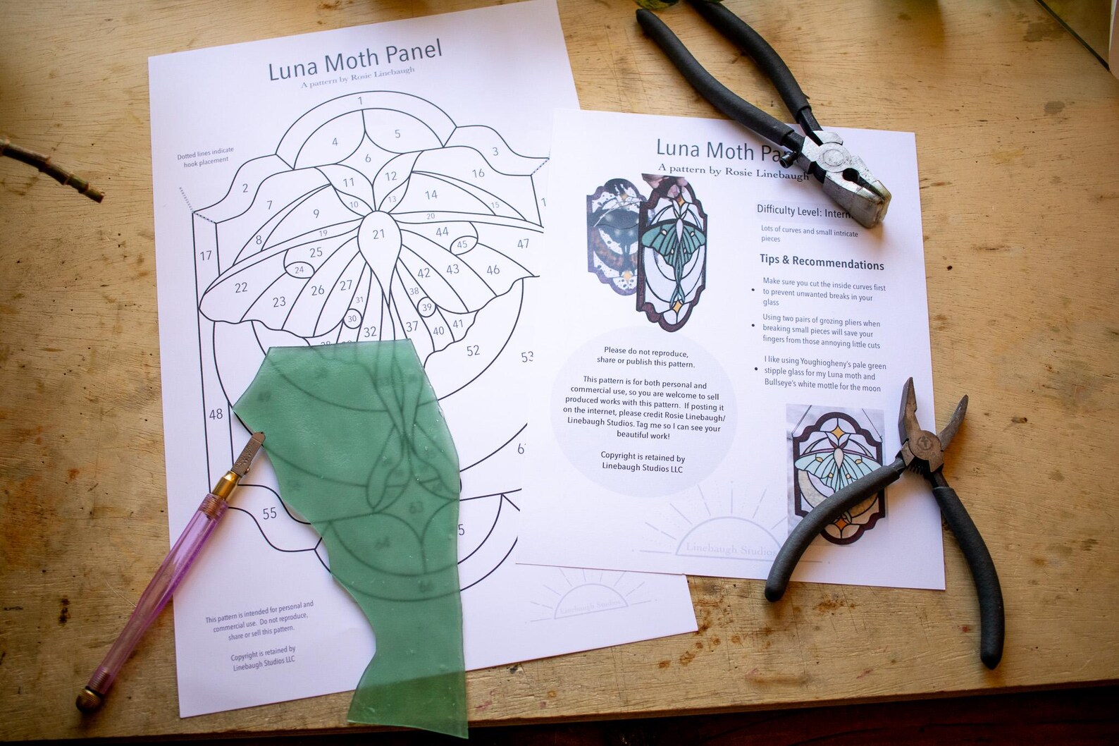 Digital Pattern Luna Moth Panel, Stained Glass Pattern Download, Luna ...