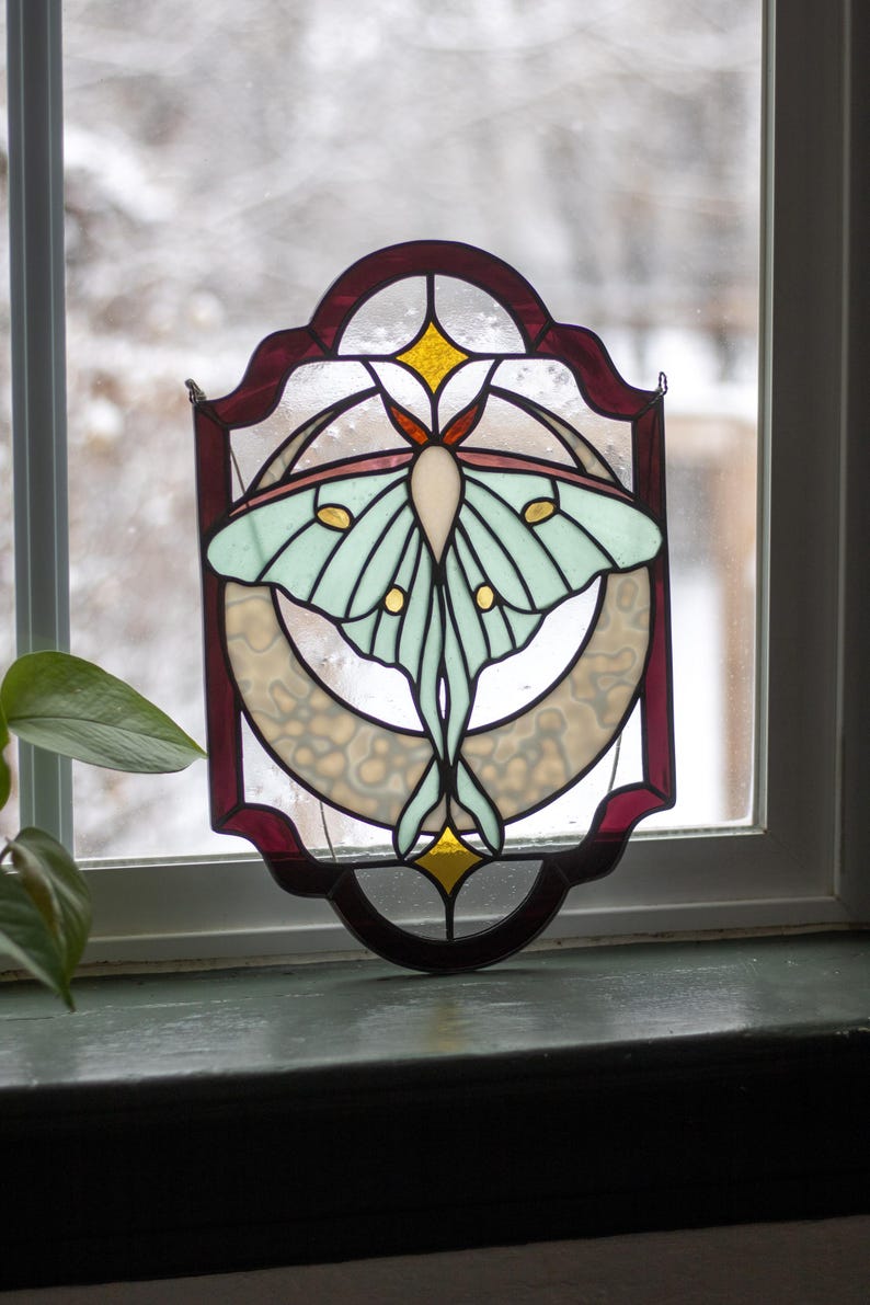 Digital Pattern Luna Moth Panel, Stained Glass Pattern Download, Luna ...
