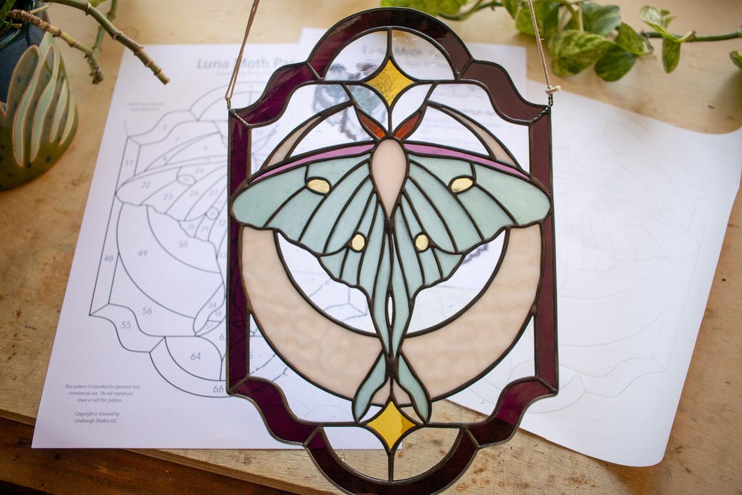 Digital Pattern Luna Moth Panel, Stained Glass Pattern Download, Luna ...