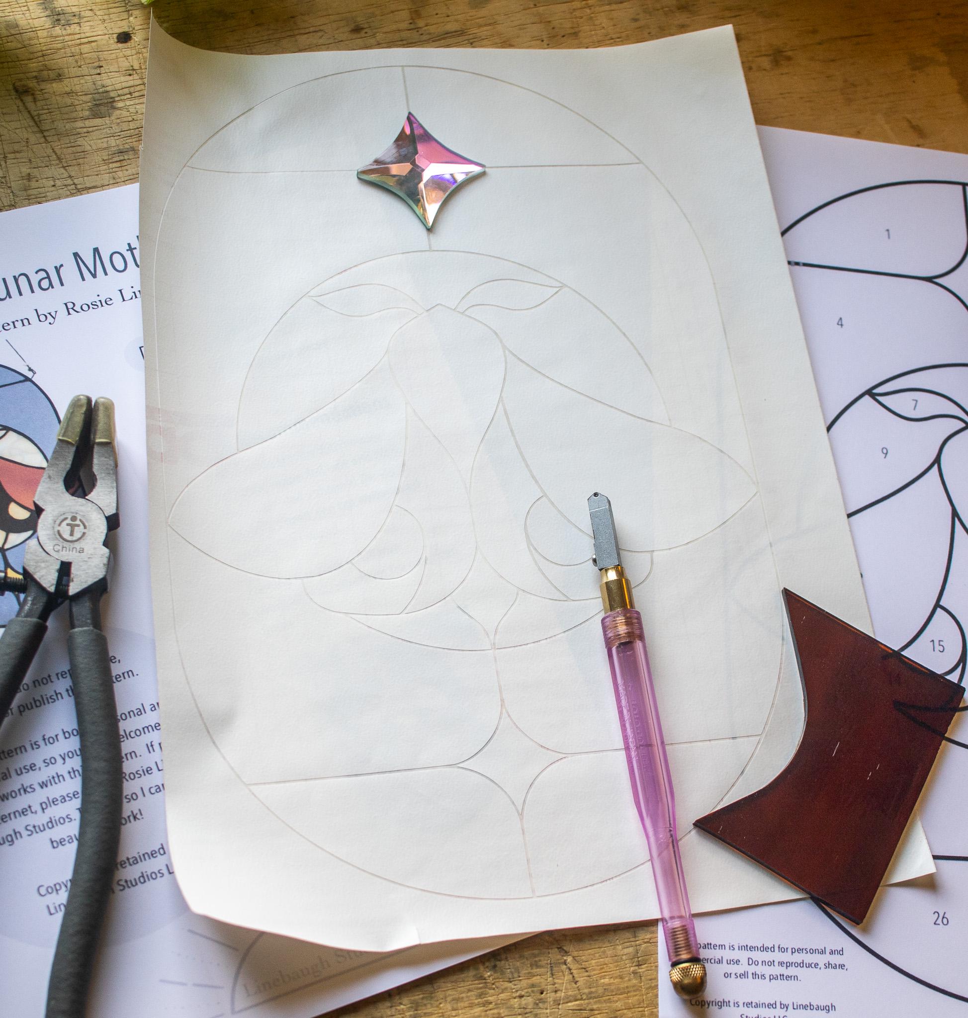 Digital Pattern Lunar Moth, Stained Glass Pattern Download, Lunar Moth ...