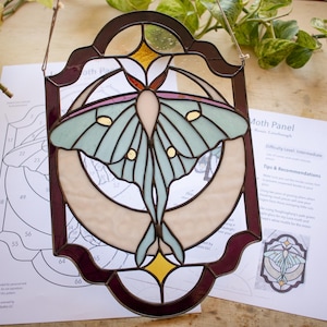 Digital Pattern Luna Moth Panel, Stained Glass Pattern Download, Luna ...