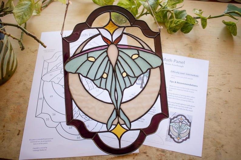 Digital Pattern Luna Moth Panel, Stained Glass Pattern Download, Luna ...
