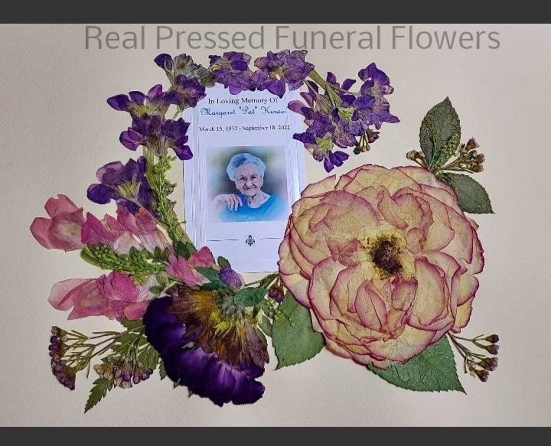 Funeral, Wedding Flower, Pressed Flower Arrangement, Obituary Card ...
