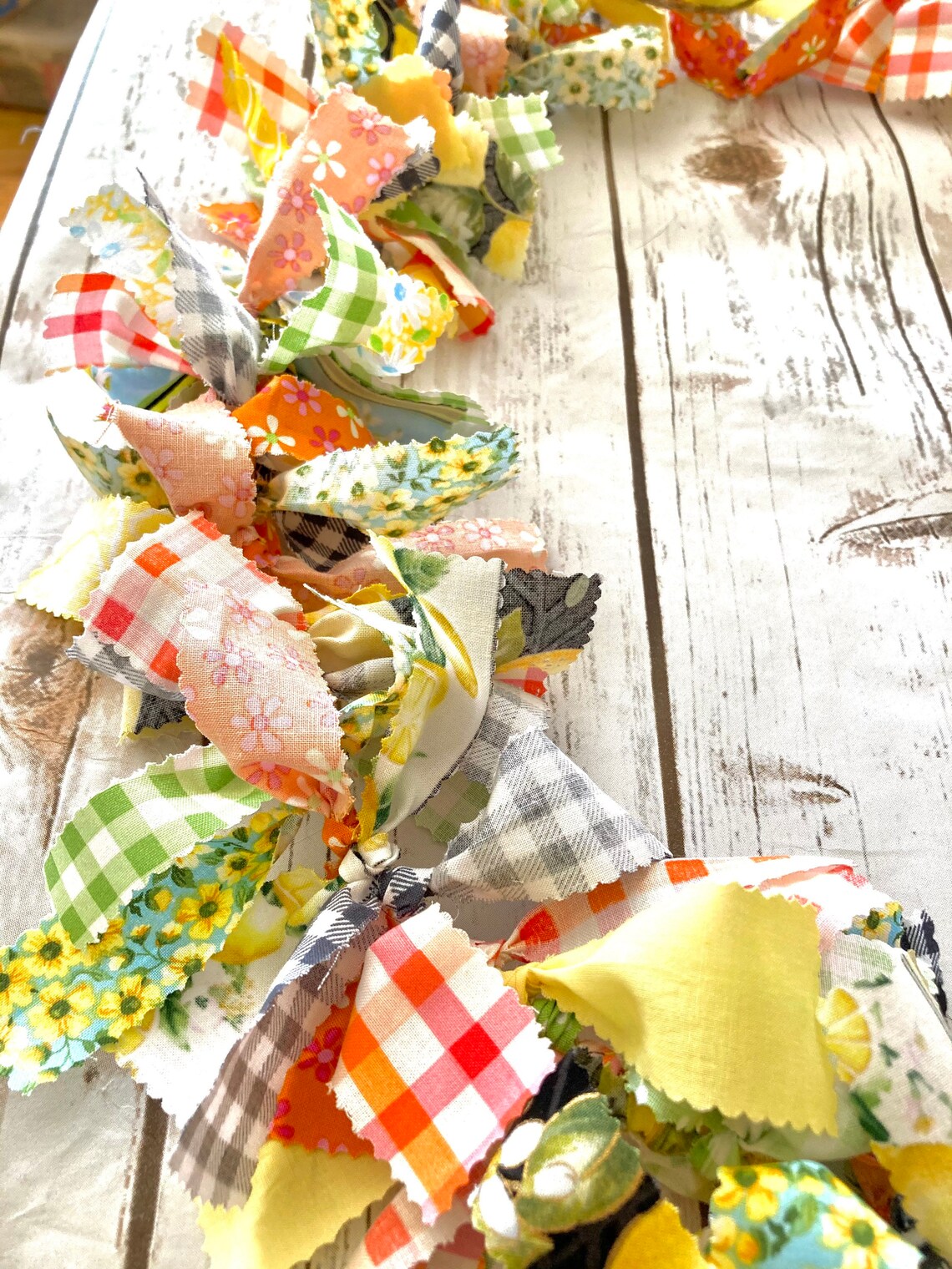 Summer Rag Tie Garland: Handmade Farmhouse Patio Decor - Etsy