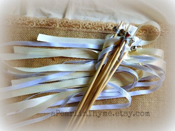 Ivory and Glittered Silver Ribbon Wandsbeautiful Wedding Wands You ...