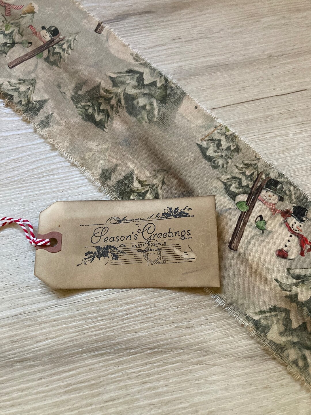 Vintage Inspired Santa Christmas Scene Fabric Ribbon - Etsy