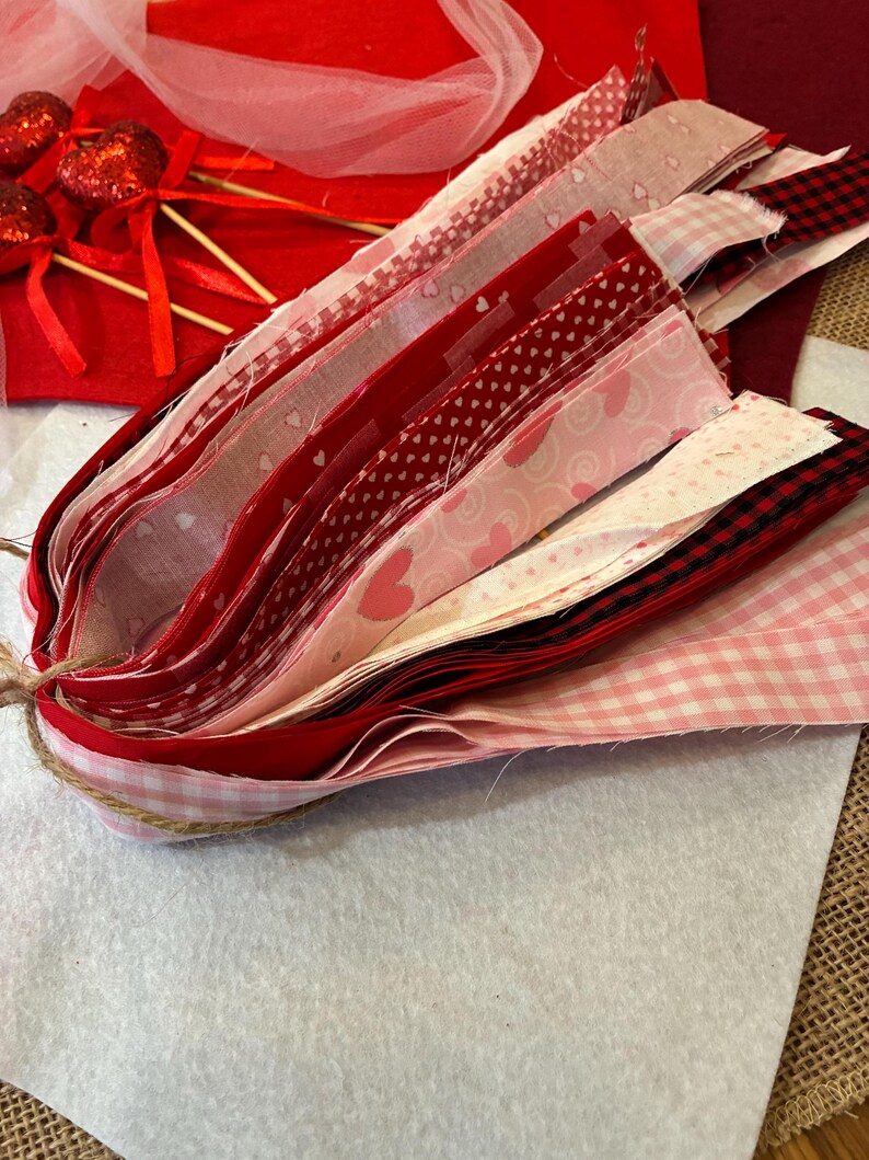 50 Valentine Day Colors Fabric Strips, Assorted Valentines Day Fabric ...