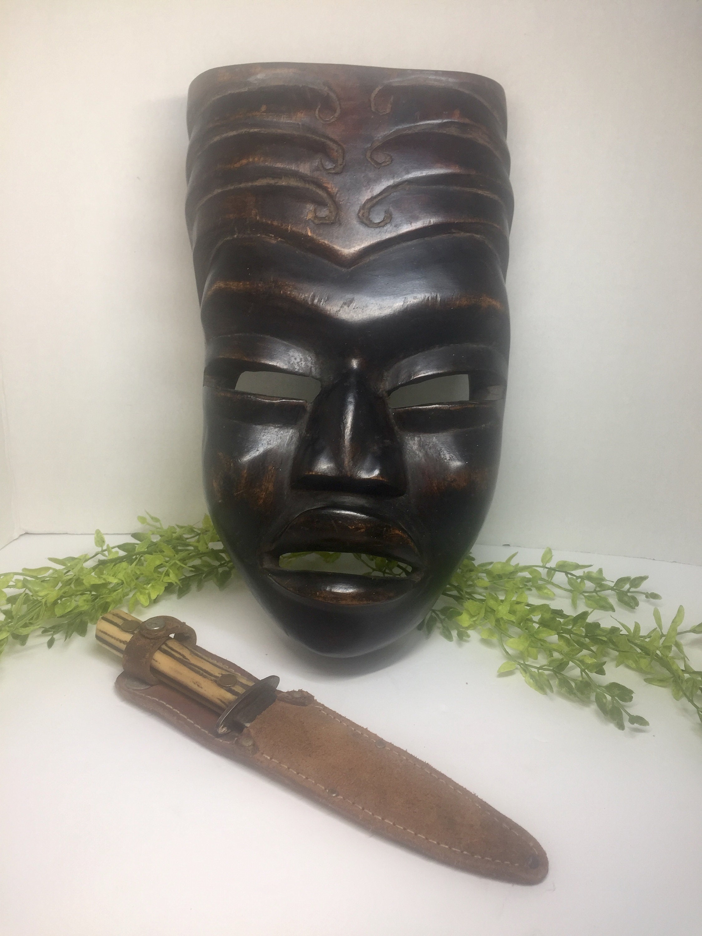 Vintage African Tribal Ritual Mask Large with Hunting Knife | Etsy
