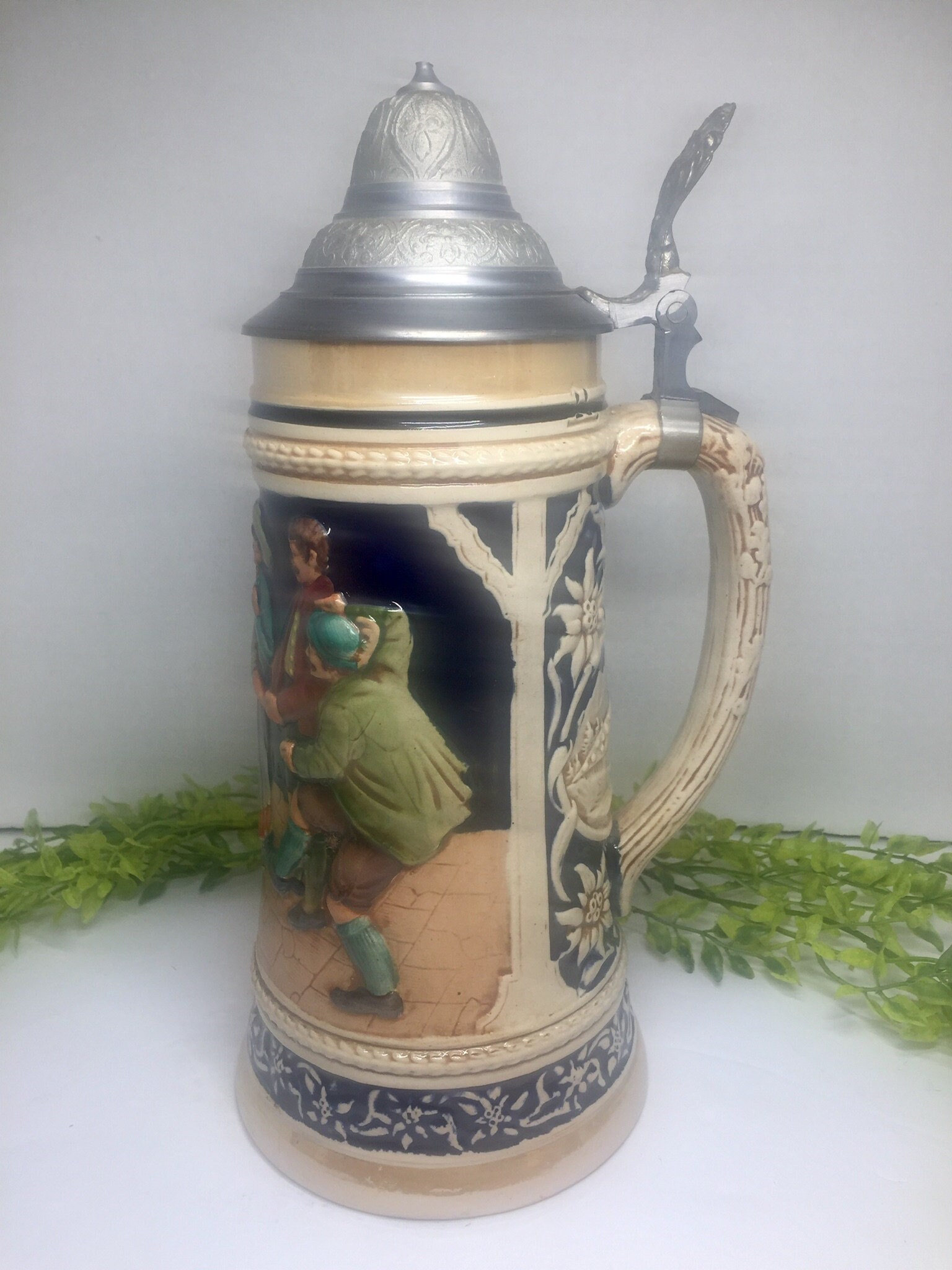 Vintage German Stein Large Ceramic and Pewter Dancing Motif | Etsy