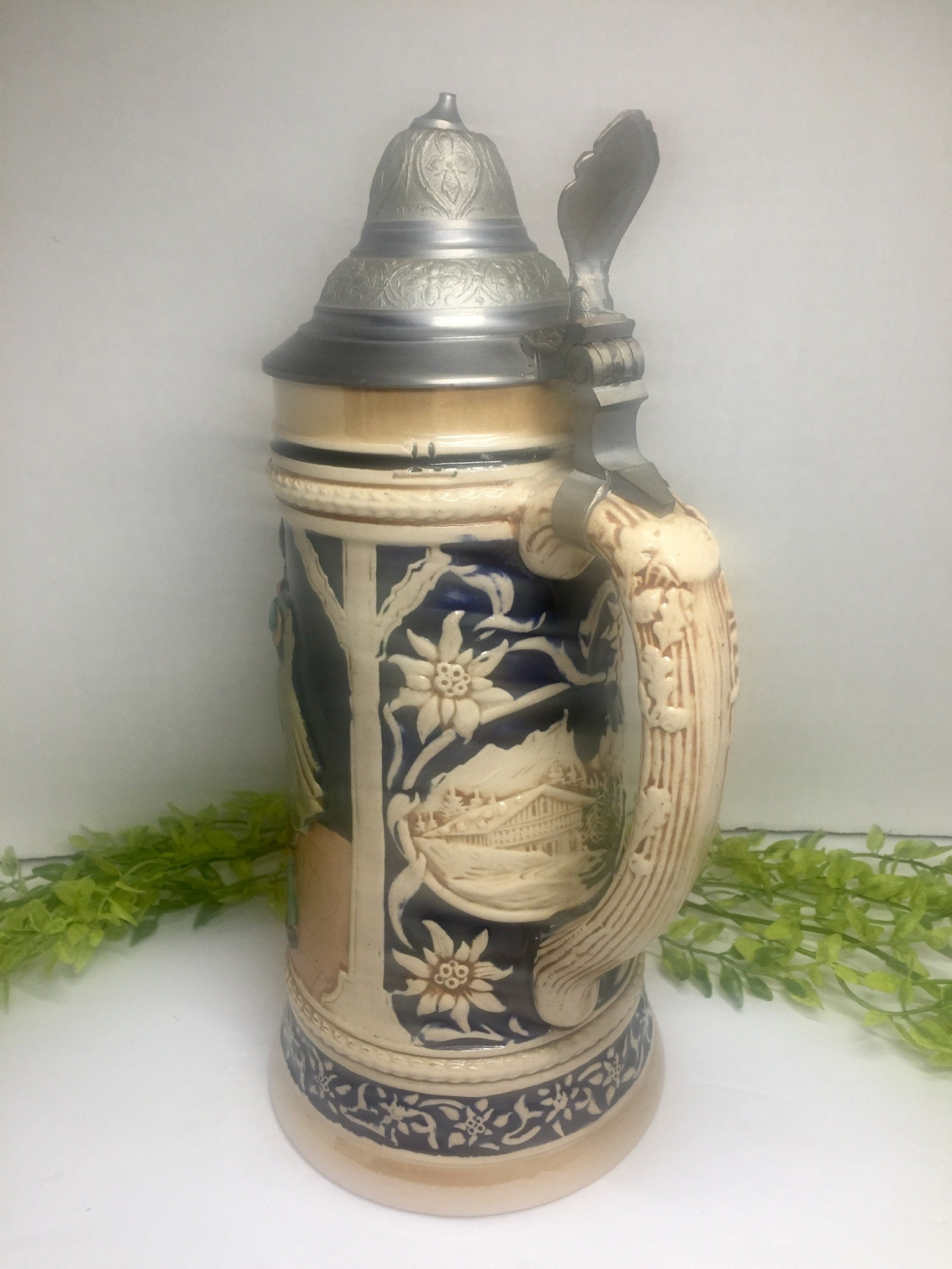 Vintage German Stein Large Ceramic and Pewter Dancing Motif | Etsy