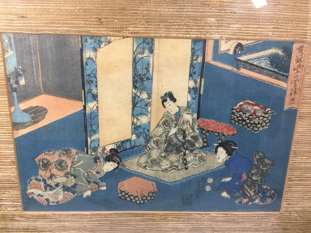 Genuine Toyokuni III 1786-1864 Woodblock Color Print Antique Japanese ...