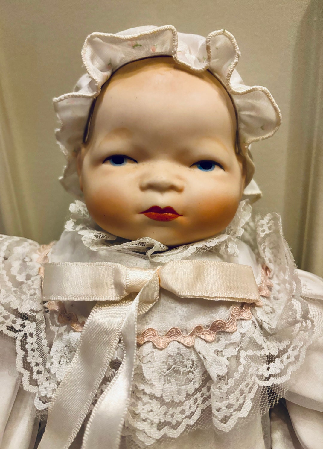 Vintage Reproduction Bye Lo Baby Porcelain Bisque Doll Victorian Style ...