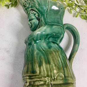 Antique Majolica Green Toby Jug Standing Woman - Etsy
