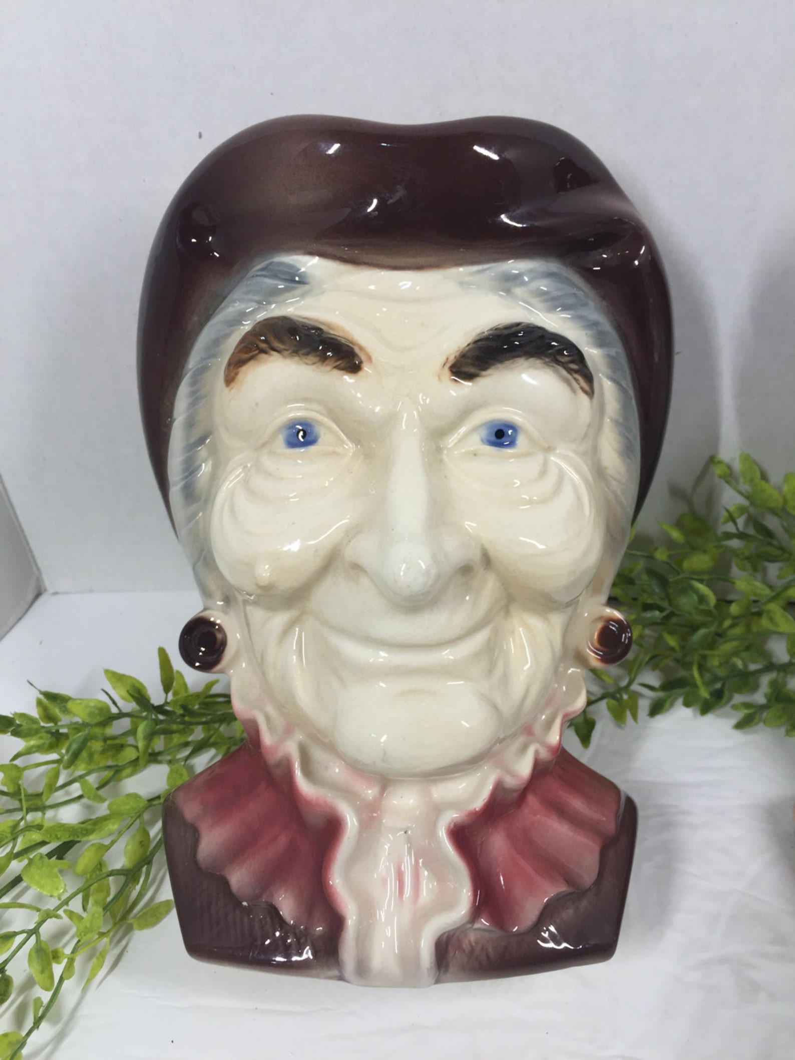 Vintage Royal Copley Colonial Man & Woman Wall Pockets/ Head Vases 1940 ...