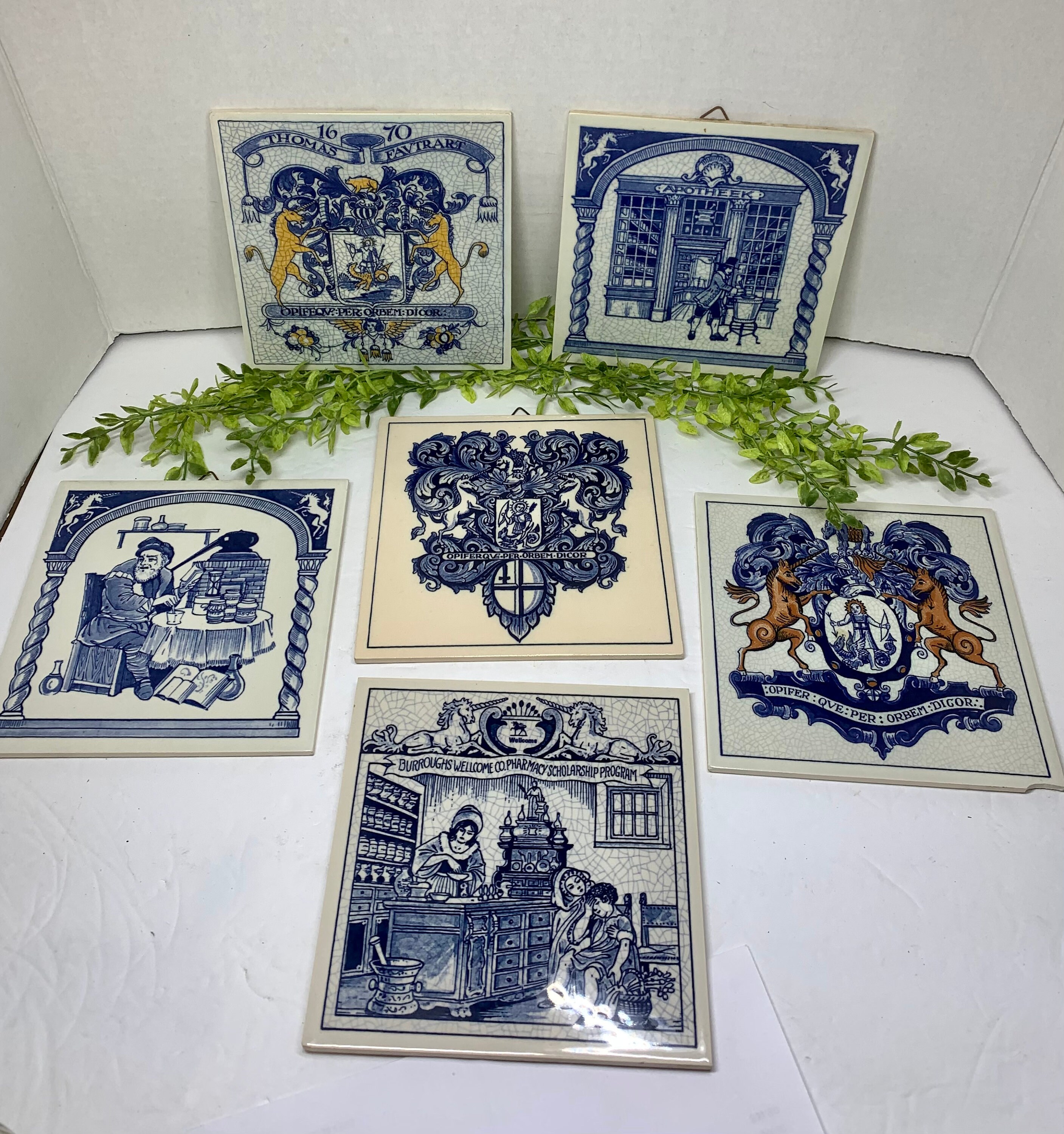 Vintage Lot of Six Delf Tiles Hand Decorated in Holland 1980-90’s - Etsy