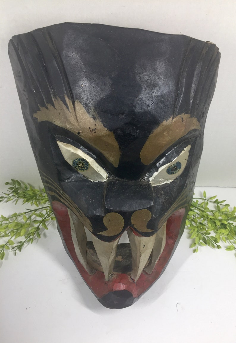South East Asia Carved Animal Mask Large Teeth Vintage - Etsy
