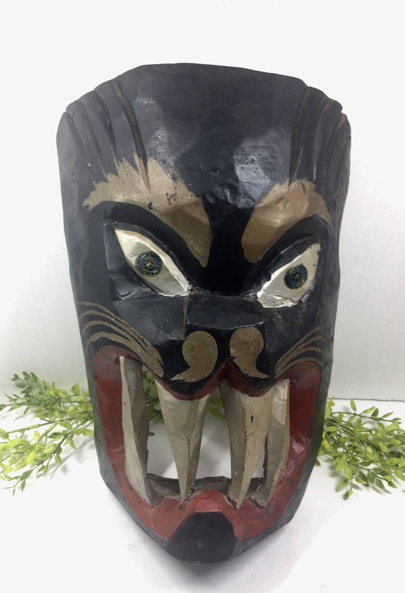 South East Asia Carved Animal Mask Large Teeth Vintage - Etsy