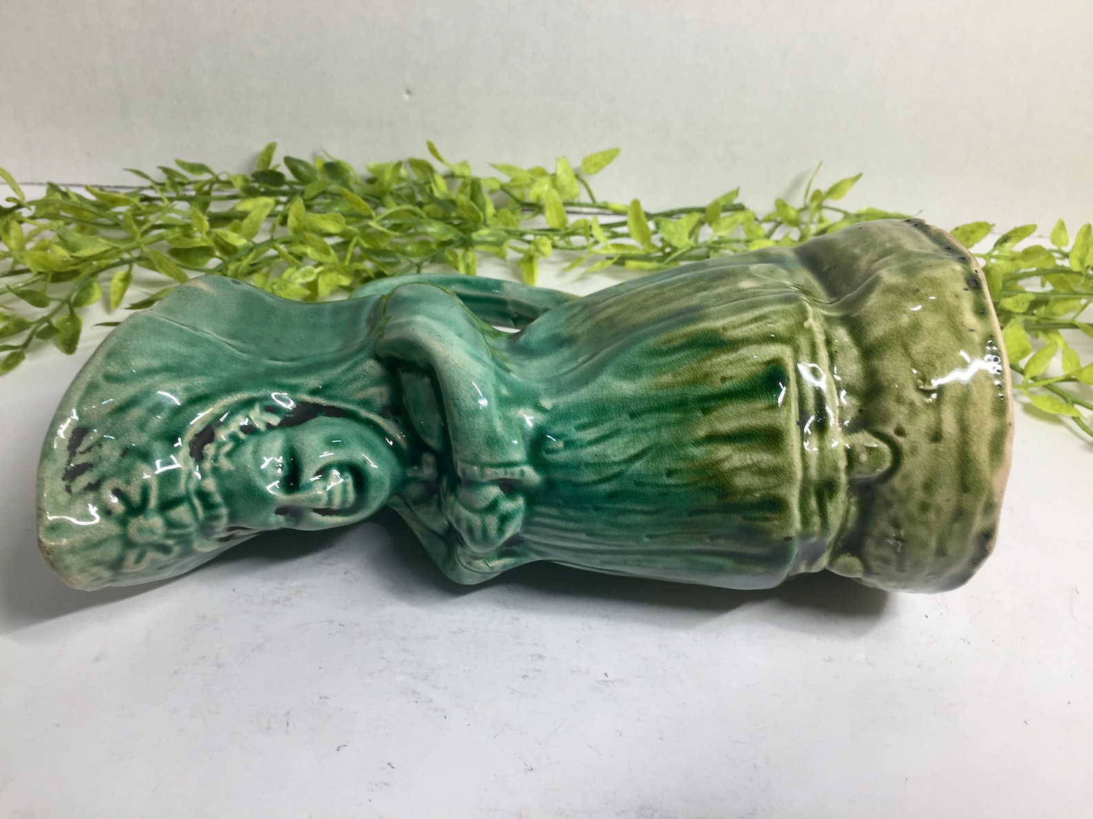 Antique Majolica Green Toby Jug Standing Woman - Etsy