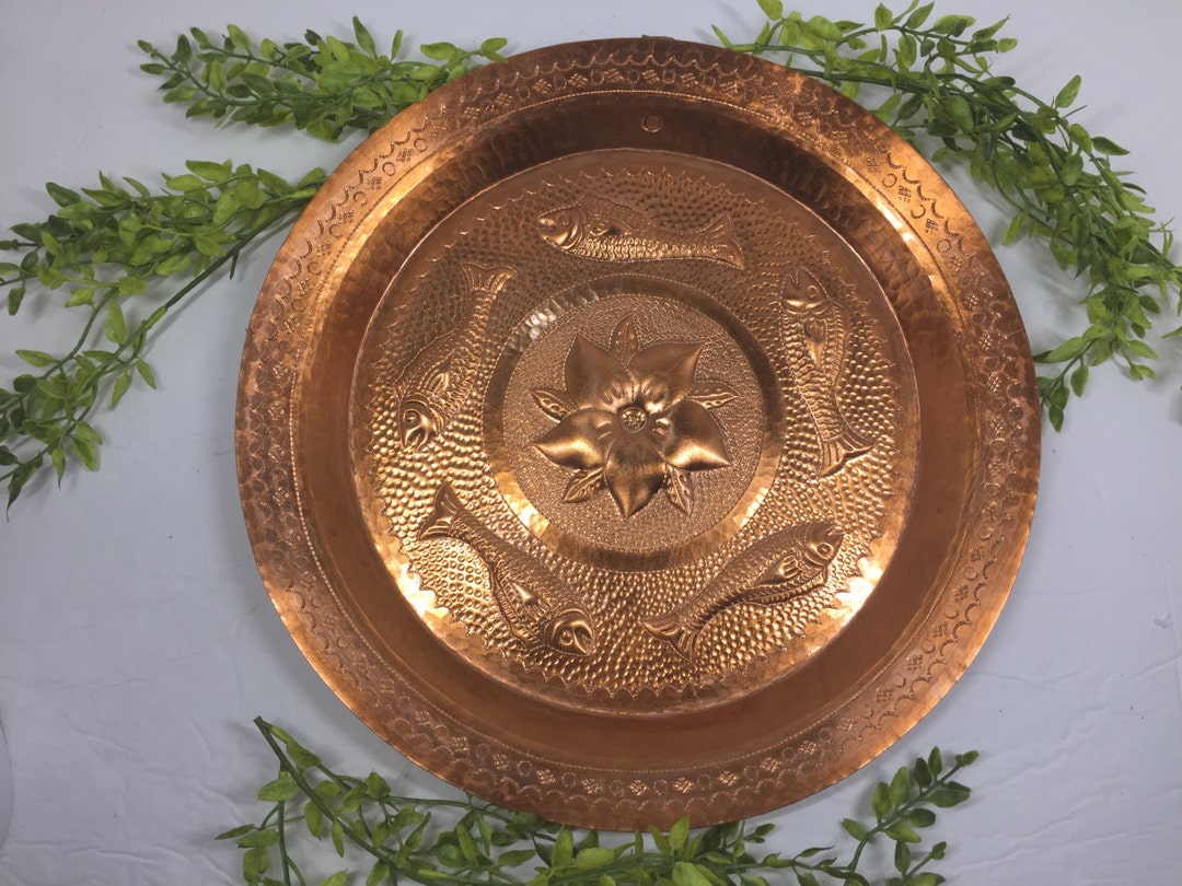 Hand Hammered Copper Dish Plate Tray With Swimming Fish - Etsy