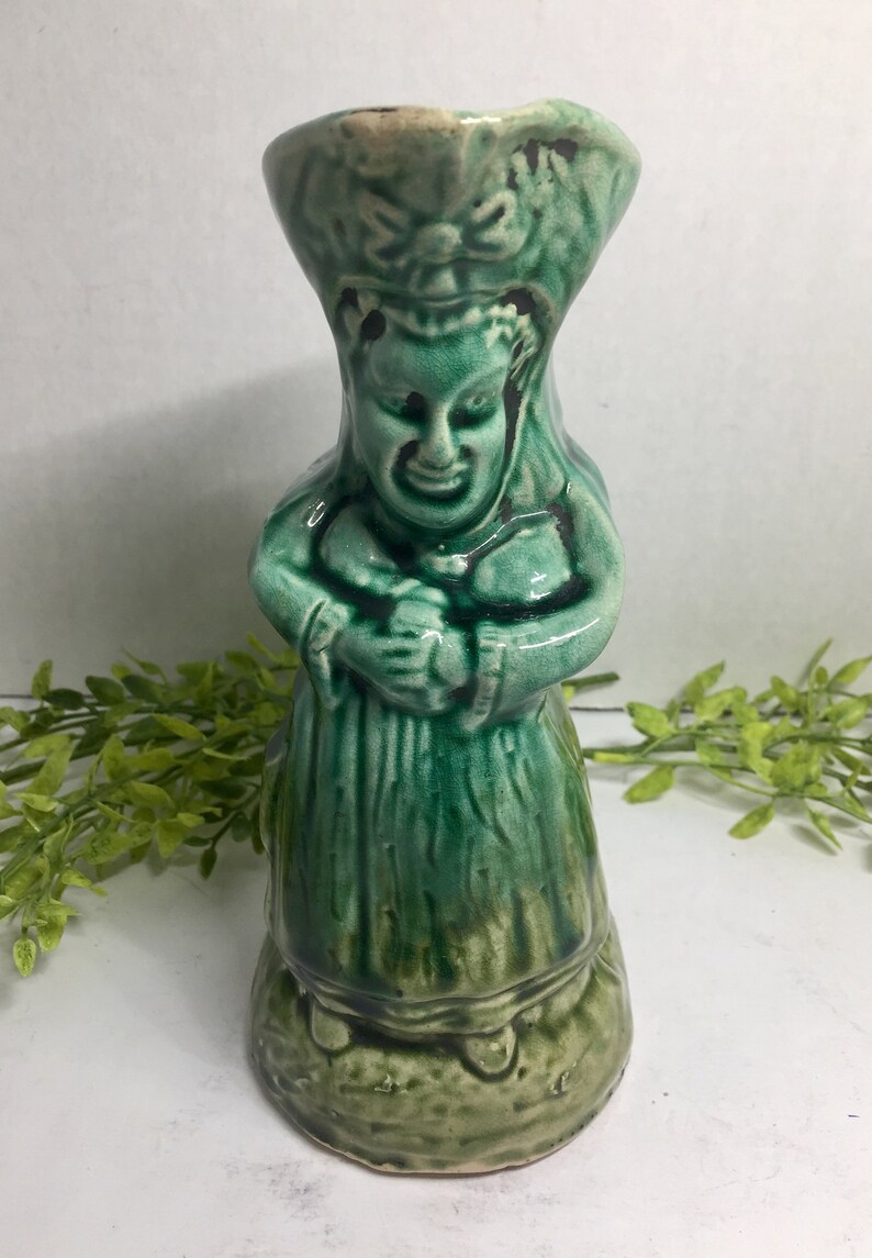 Antique Majolica Green Toby Jug Standing Woman - Etsy