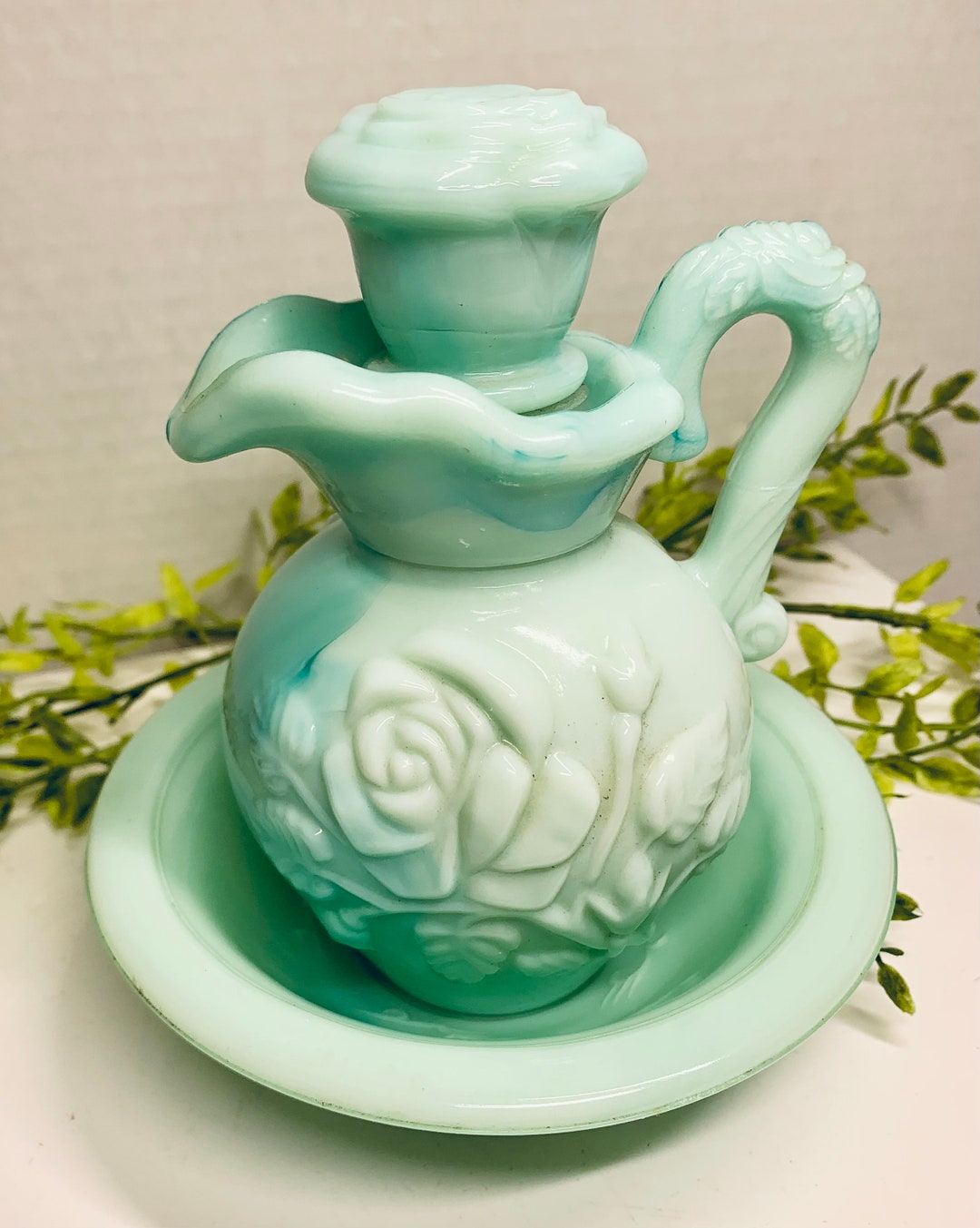 Vintage Avon Jadeite Pitcher and Bowl 1970’s - Etsy