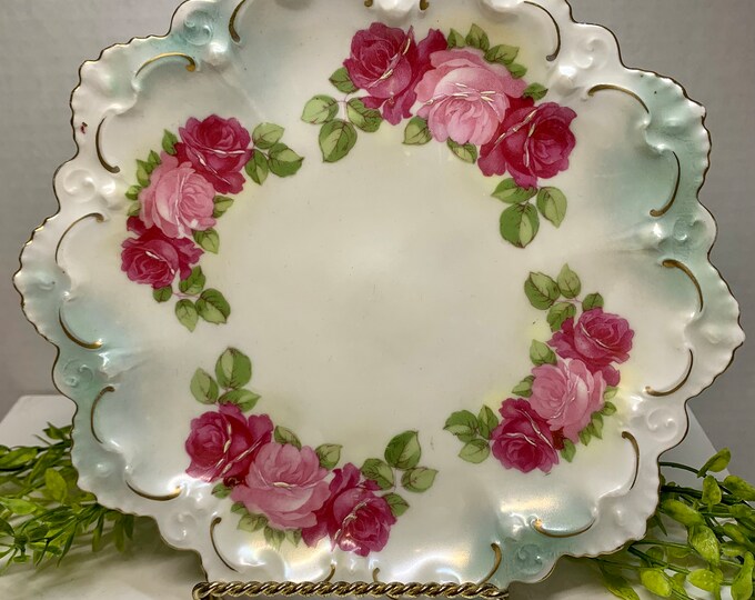 Antique MZ Austria Victorian Hand Painted Plate With Roses - Etsy