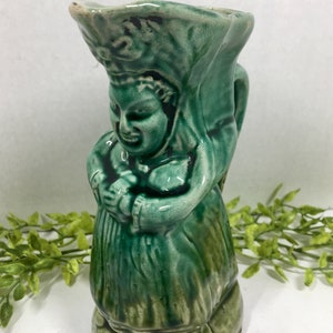 Antique Majolica Green Toby Jug Standing Woman - Etsy