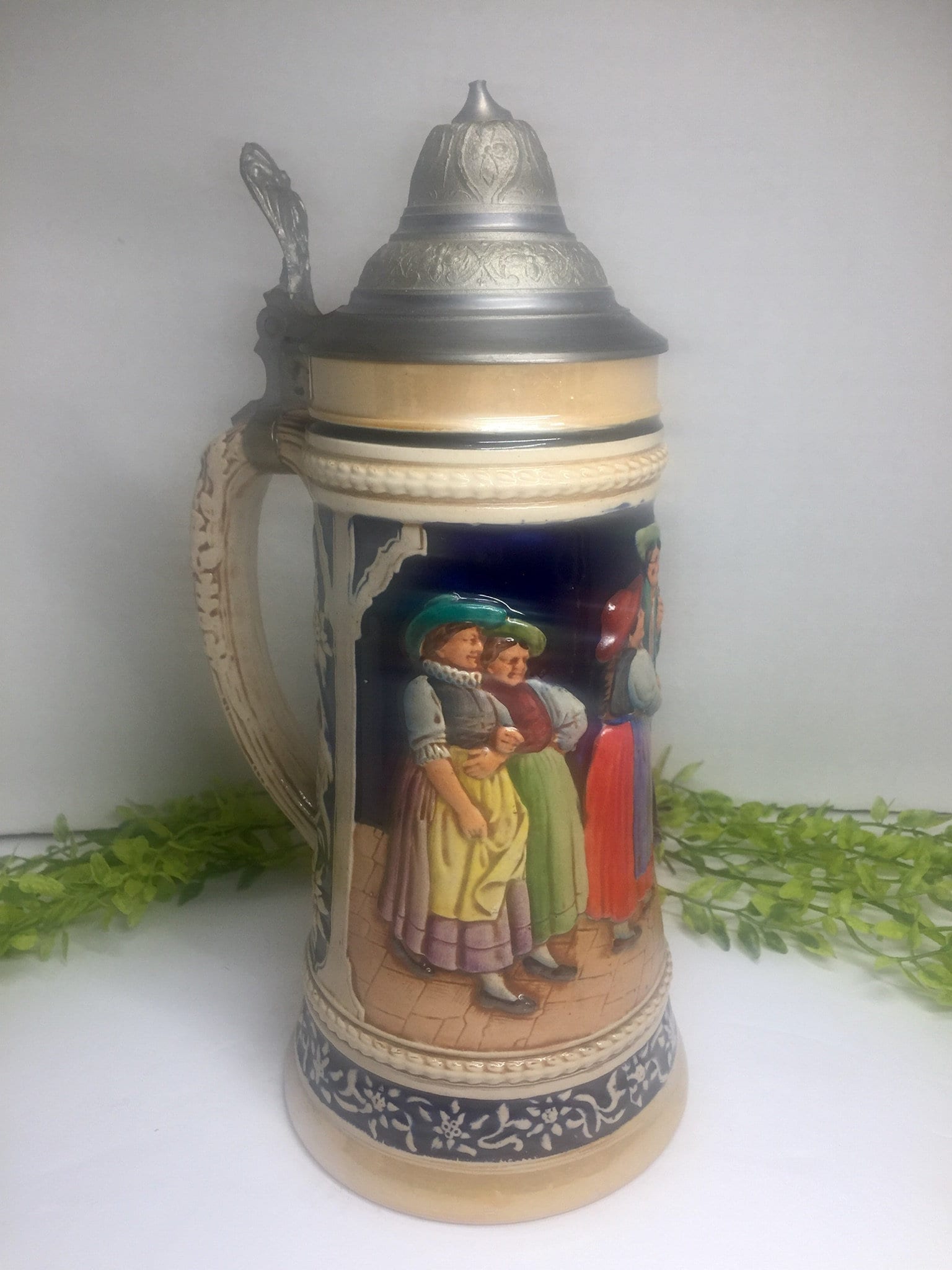 Vintage German Stein Large Ceramic and Pewter Dancing Motif | Etsy