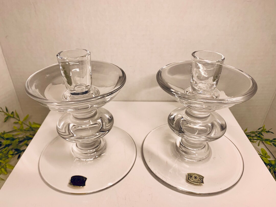 Vintage Lead Crystal Candlesticks Val St. Lambert Signed by Artist Made ...